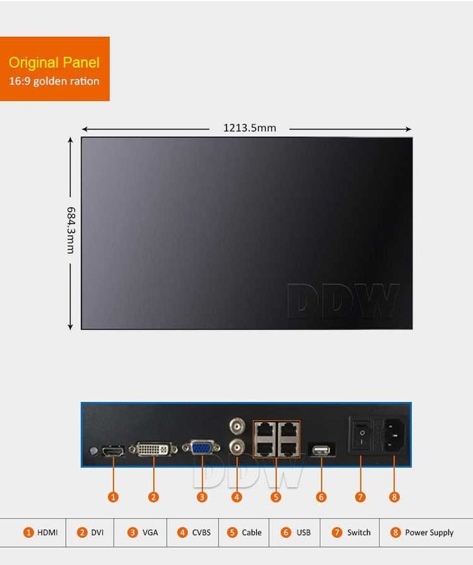 Lightweight LCD 55 Inch Video Wall Display Systems , 500 Nits ...