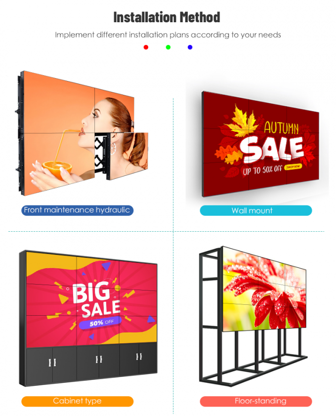 Super thin bezel LG 3x3 video wall tv screens panel resolution 1920x1080