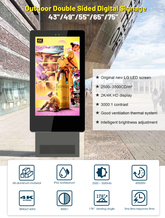 55 inch Outdoor Double sided Digital Signage